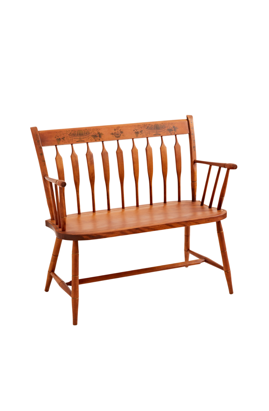 Traditional Stenciled Maple Bench - Aubrey Craig